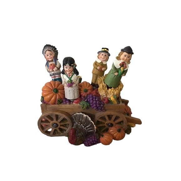 Unk | Dining | Thanksgiving Decor Pilgrims Native American Butter ...